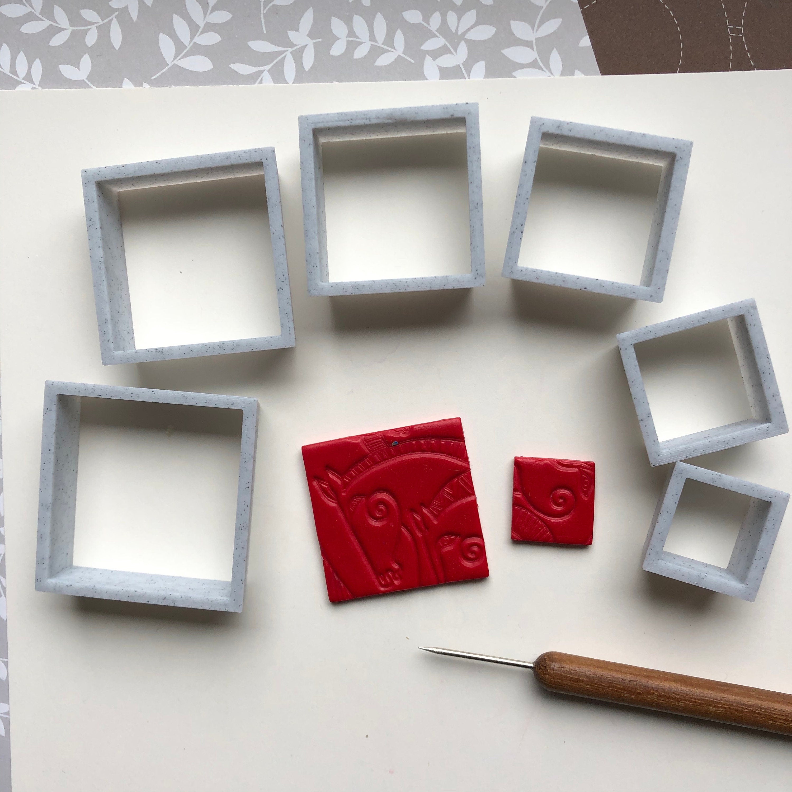 Square shape (with sharp corners) cutter set - made for use with polym ...